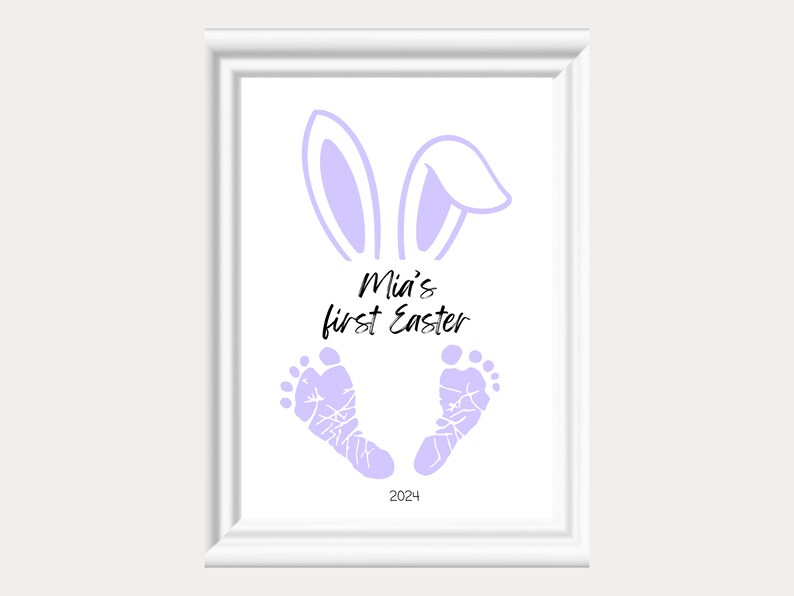 My First Easter Baby Footprint Art Keepsake Bunny Ears Easter Craft ...