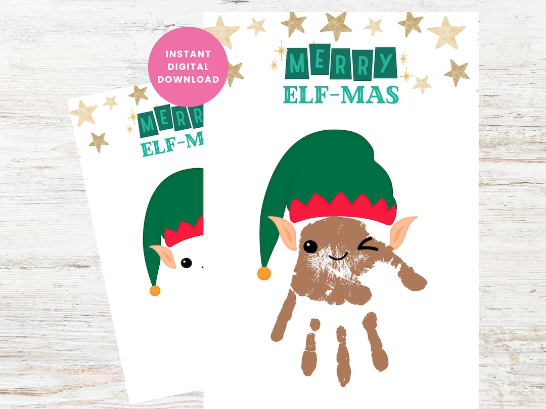 Merry Elf-mas Elf Handprint Art, Craft for Kids, Keepsake Activity, Elf ...
