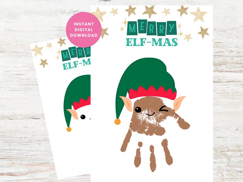 Merry Elf-mas Elf Handprint Art, Craft for Kids, Keepsake Activity, Elf ...