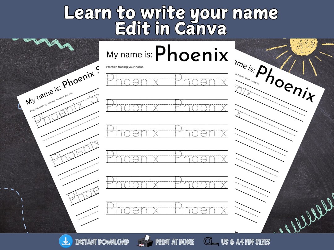 Editable Custom Name Tracing Worksheet, Personalized Handwriting ...