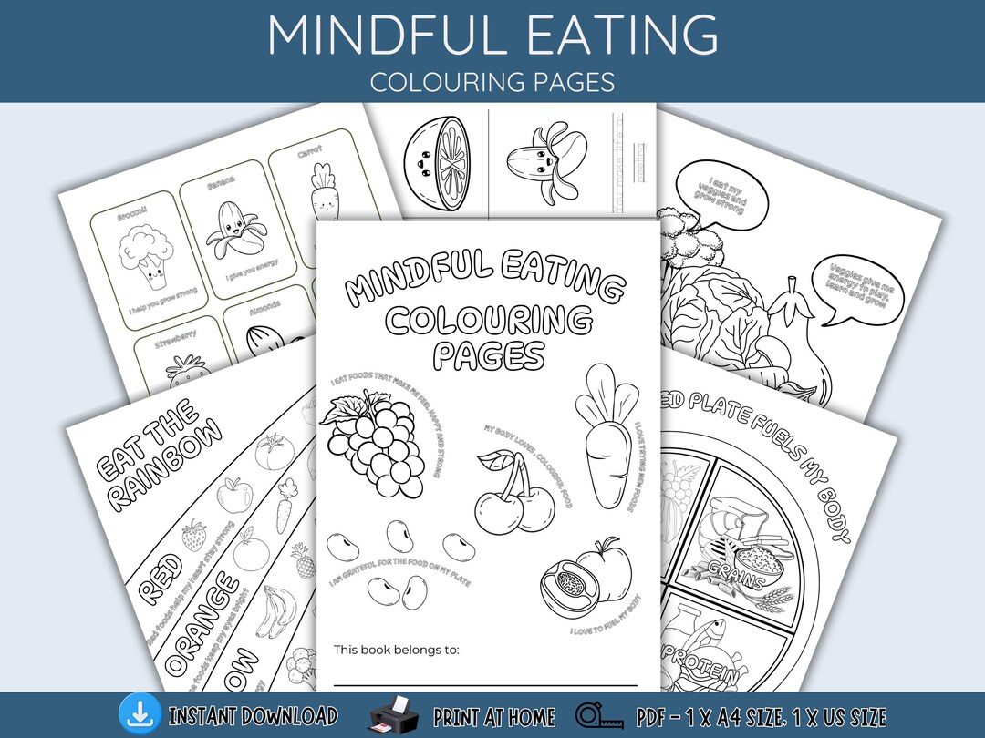 Mindful Eating Coloring Pages, Healthy Food Activity Sheets for Kids ...
