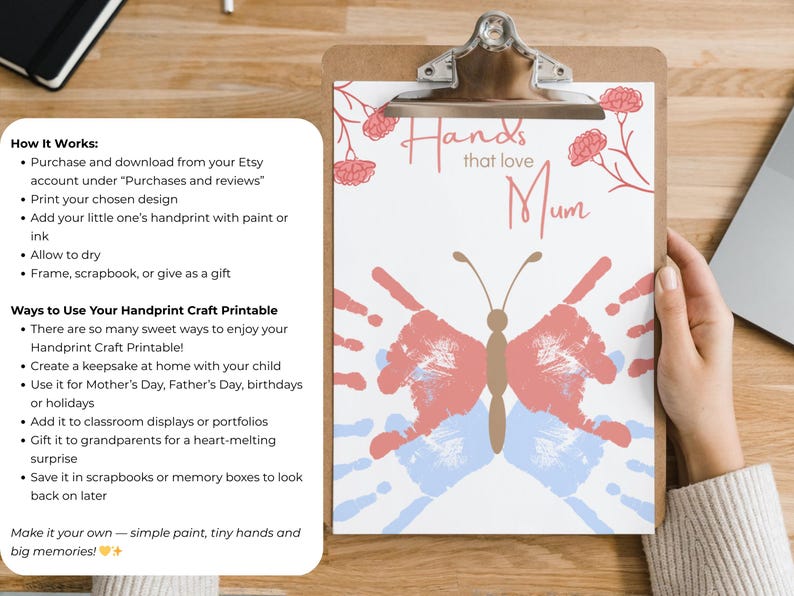 Butterfly Handprint Craft – “hands That Love Mum & Mom” Printable - Etsy