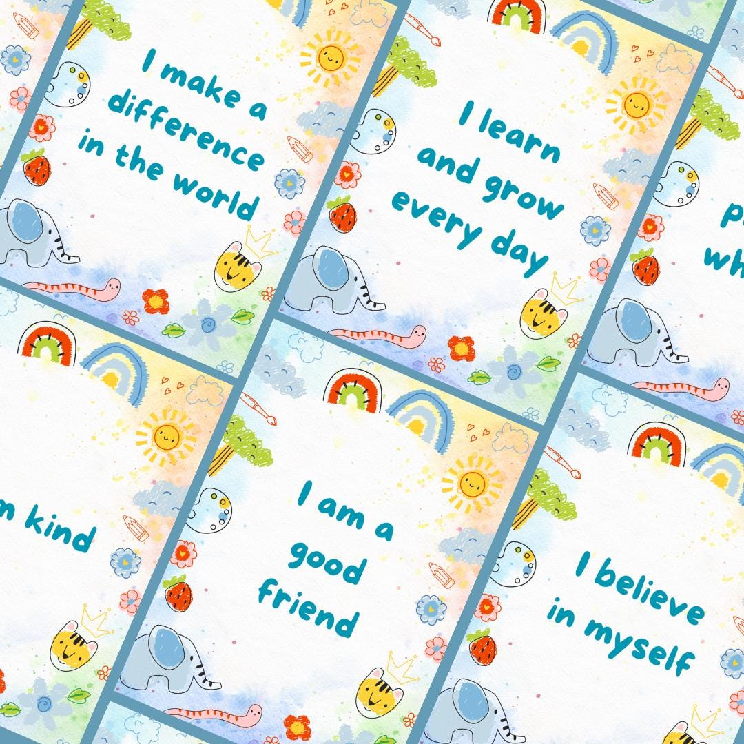 Rainbow Affirmation Cards for Kids – Printable 5x7 Positive Mindset ...