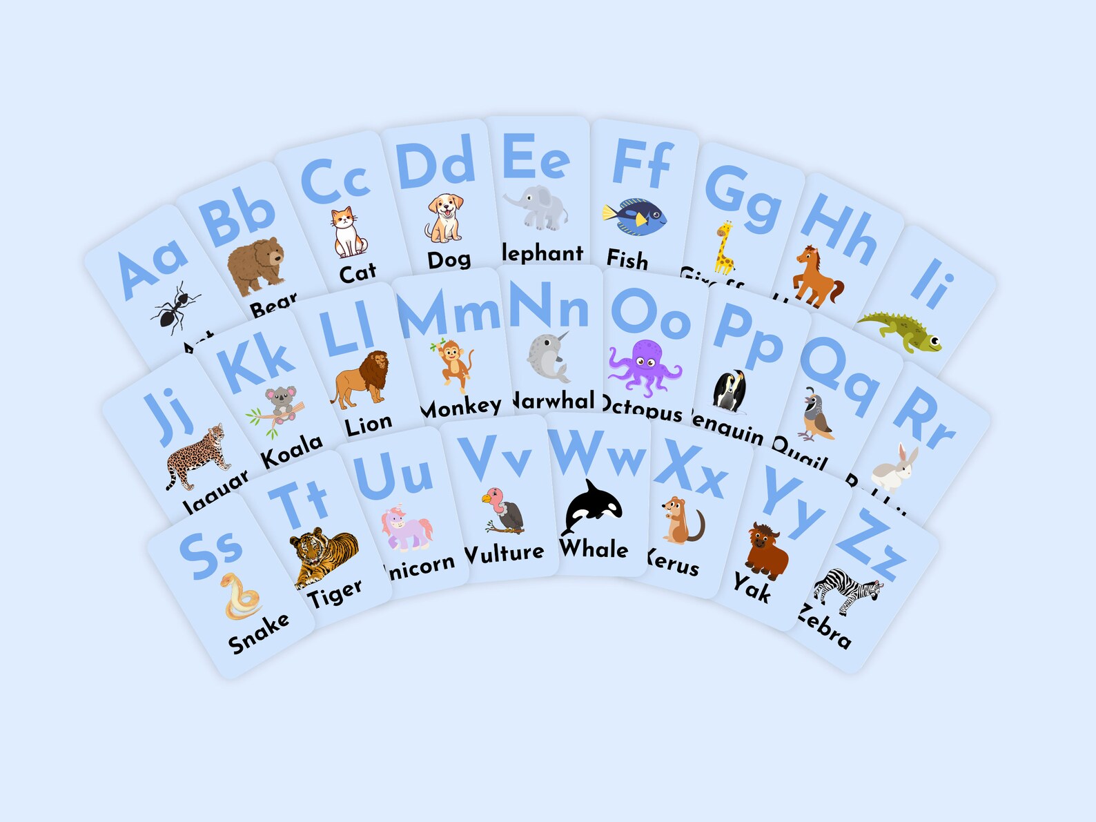 Alphabet Flashcards: ABC Animal Theme for Kids Learning & Education ...
