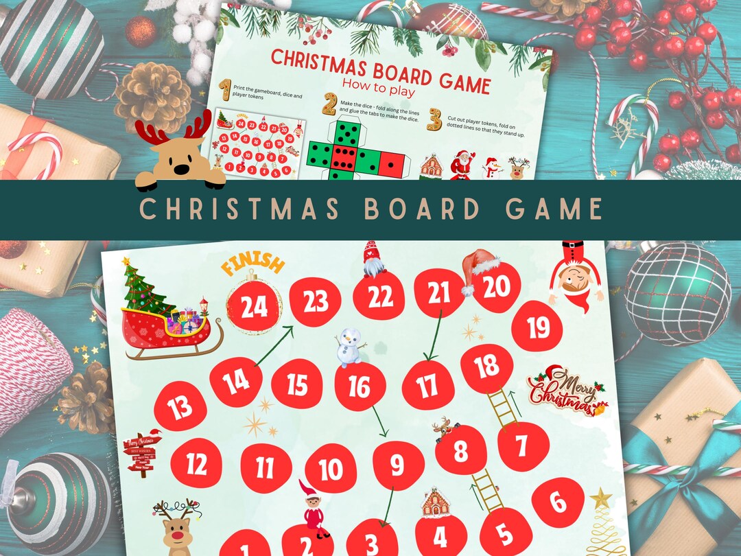 Christmas Board Game, Fun Printable Holiday Activity for Kids, DIY ...