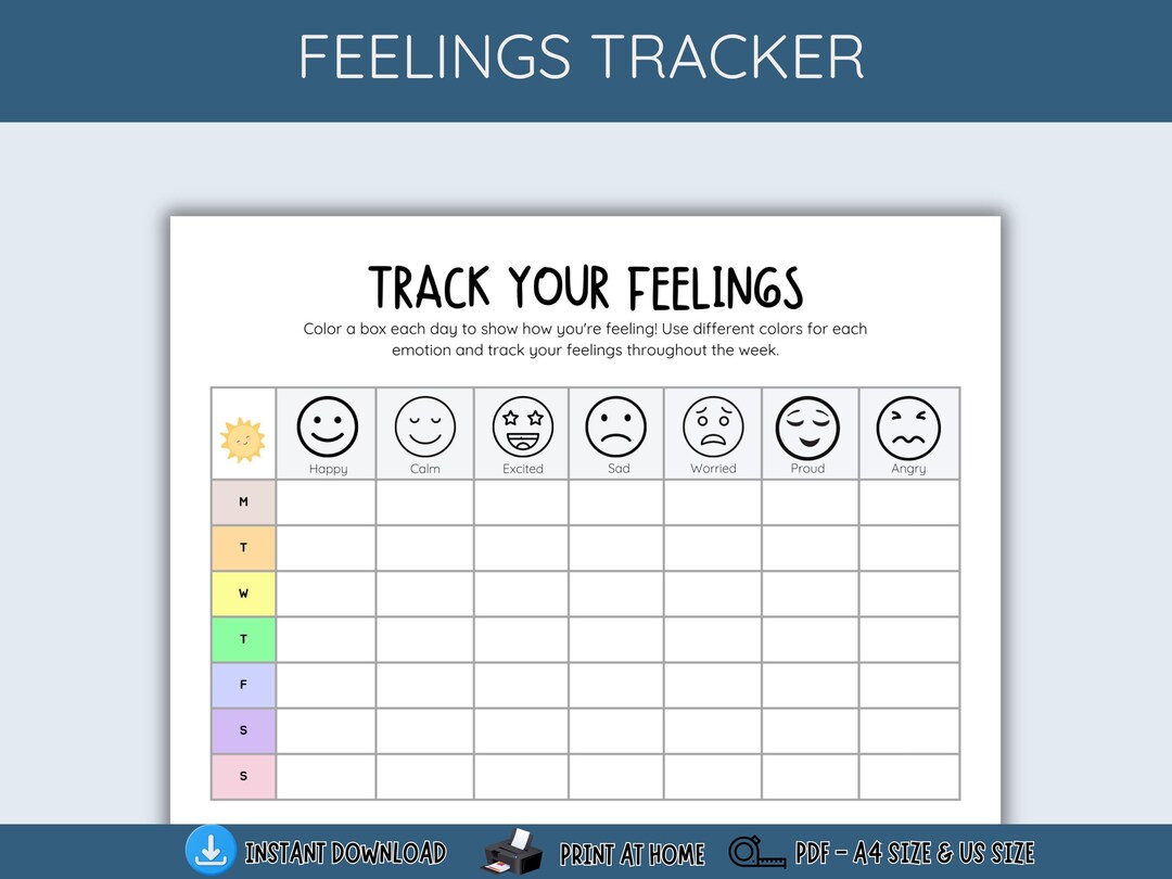 Feelings Tracker for Kids - Printable Emotion Chart PDF - Social ...
