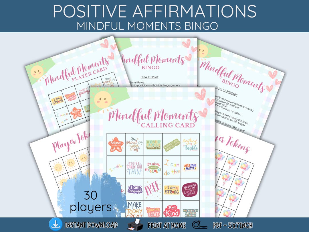 Positive Affirmations Bingo Game - Printable Self-esteem Activity for ...