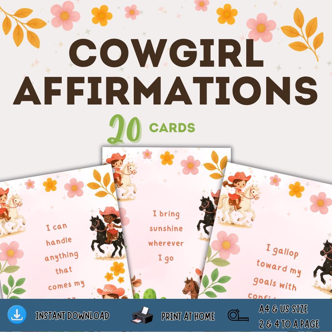 Cowgirl Affirmation Cards: Printable Western-themed Confidence Boosters ...