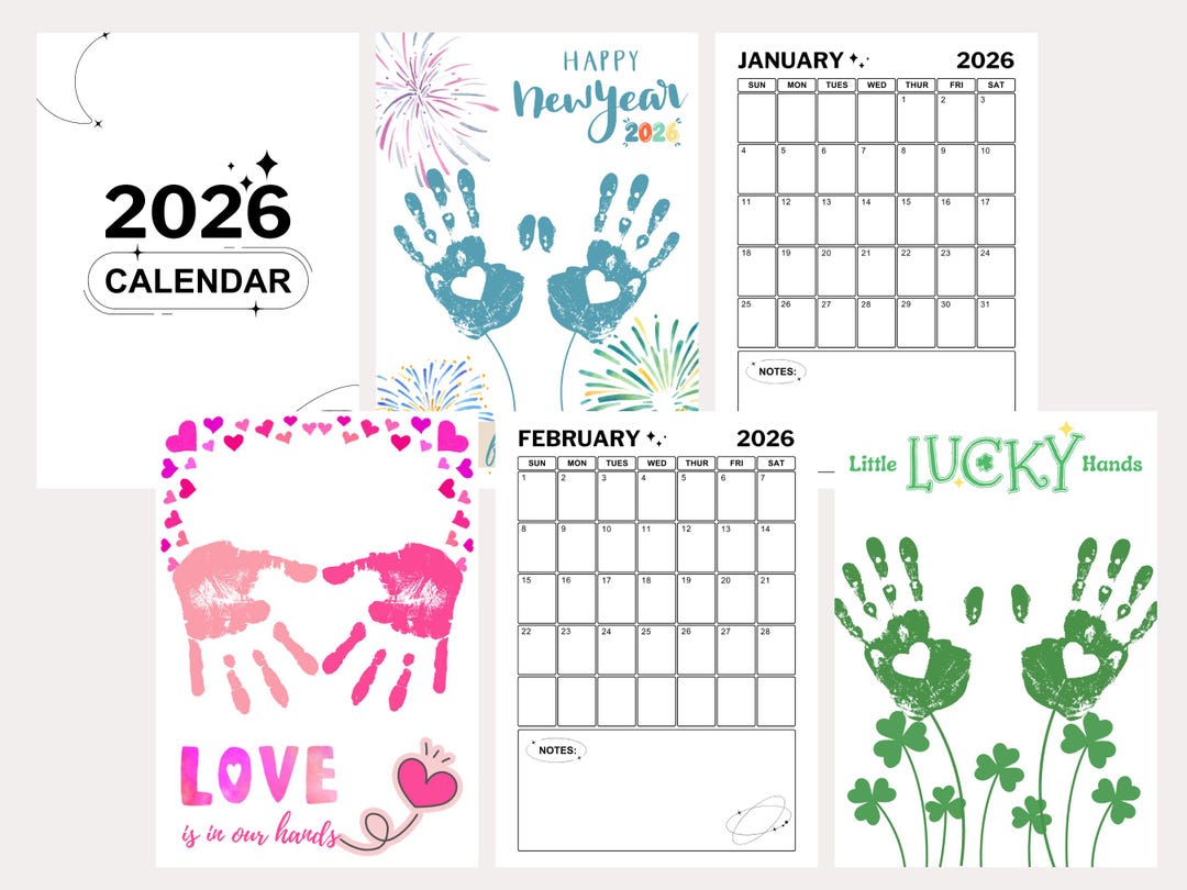 Buy 2026 Handprint Calendar – USA Printable Keepsake Pack With Monthly ...