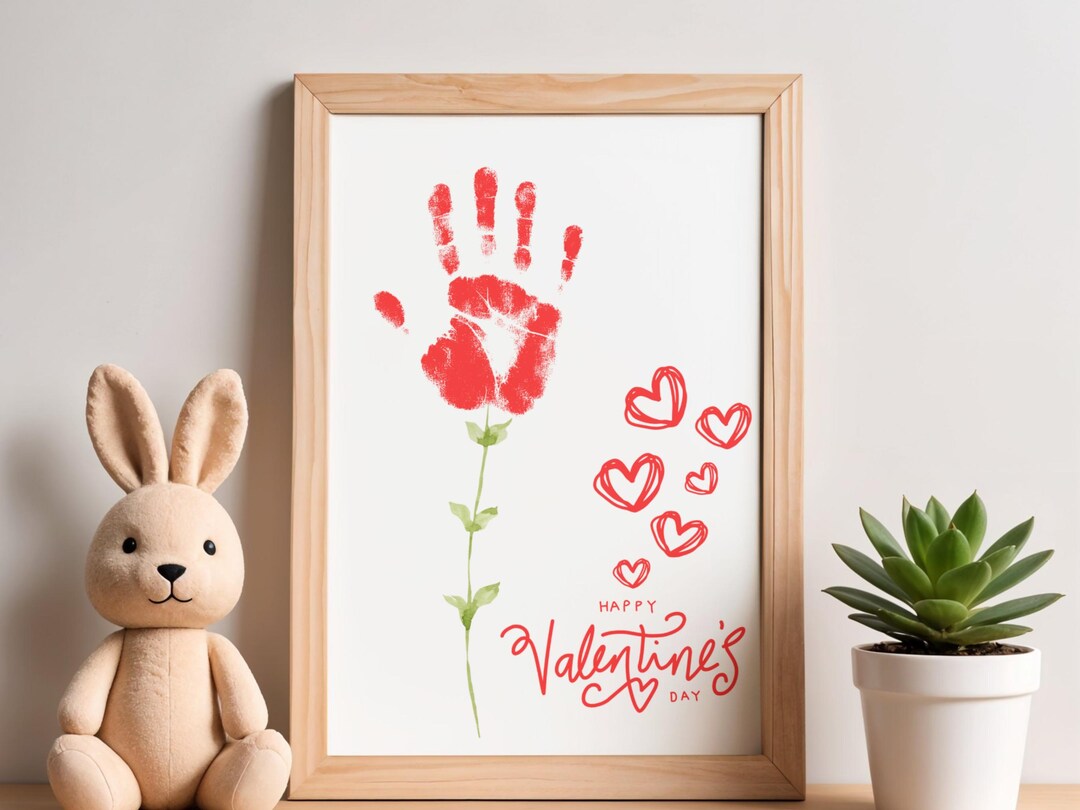 Valentine’s Day Handprint Flower Stem Printable, Kids DIY Keepsake Gift ...