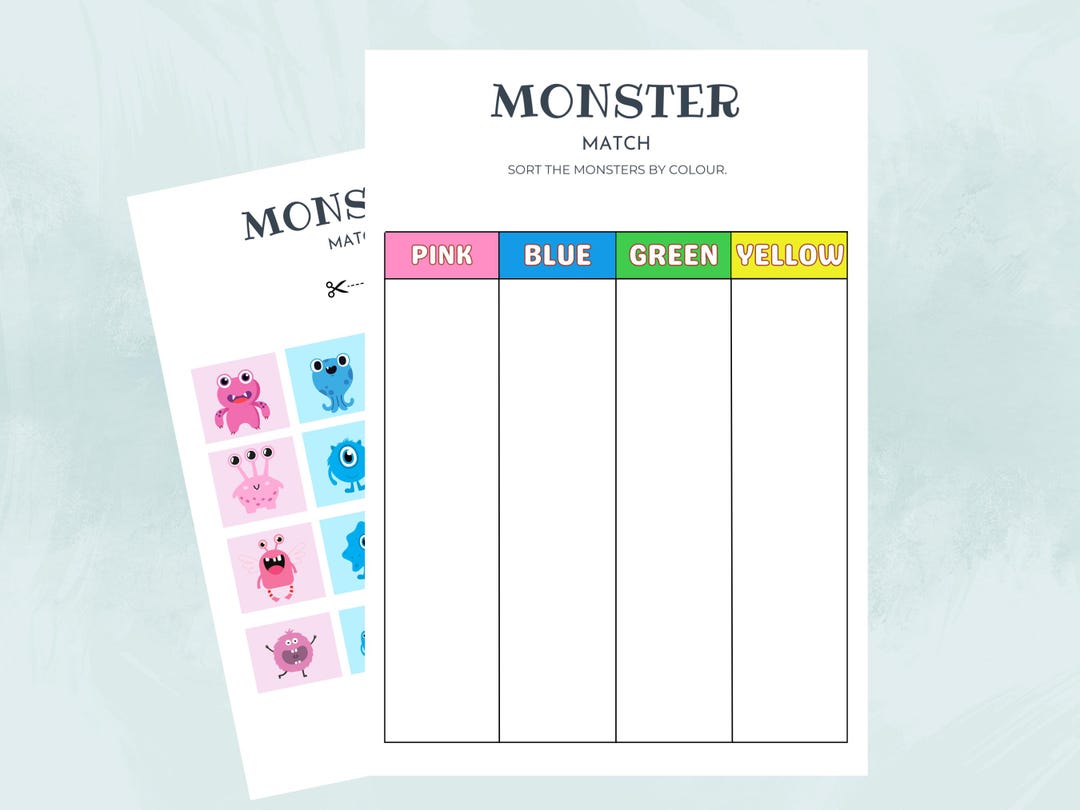 Monster Color Matching Activity, Preschool Printable, Homeschool ...