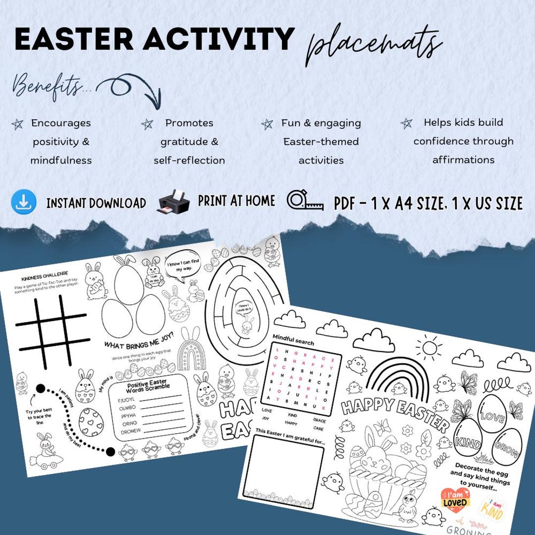 Easter-themed Affirmation-focused Placemat Activity, Interactive ...