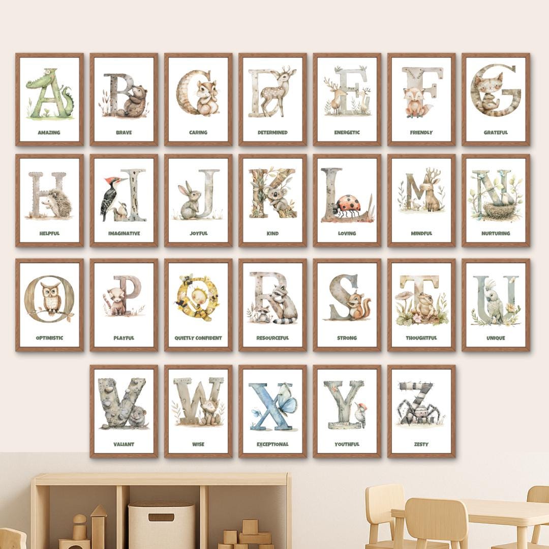 A–Z Animal Affirmation Cards for Kids – Alphabet Wall for Classrooms ...