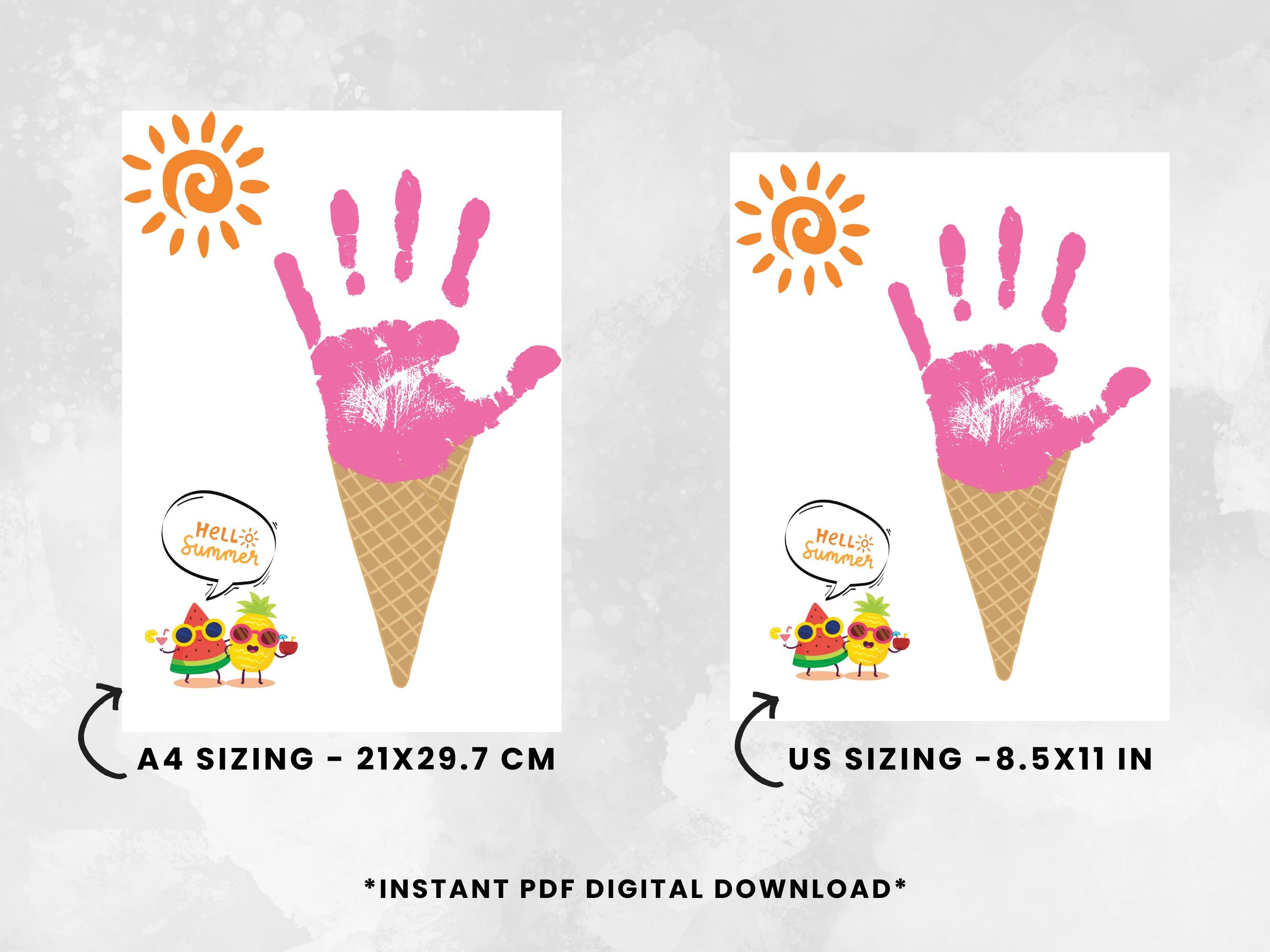 Summer Ice Cream Handprint Art, Kids Summer Craft, DIY Keepsake, Hello ...