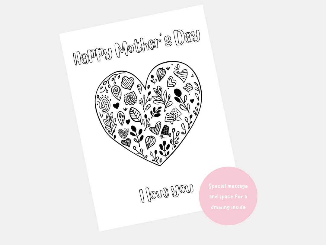 Mother's Day Coloring Card, Printable Mother's Day Card, Coloring Cards ...
