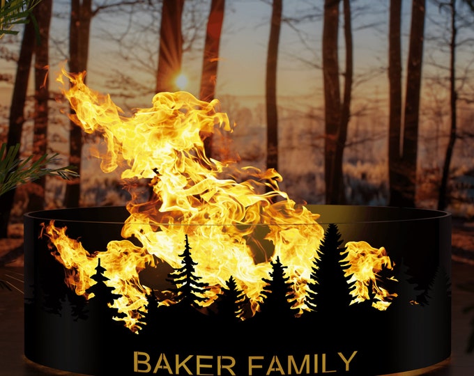 Custom Heavy Duty Metal Fire Pit Ring, Mystical Fire Ring, Personalized ...