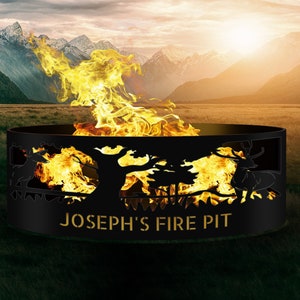 Personalized Fire Pit Yard Decor, Deer Pattern Fire Pit Rings, Gift for ...