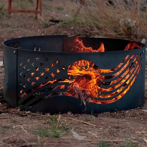 Personalized American Flag and Eagle Fire Pit | Custom Fire Ring ...