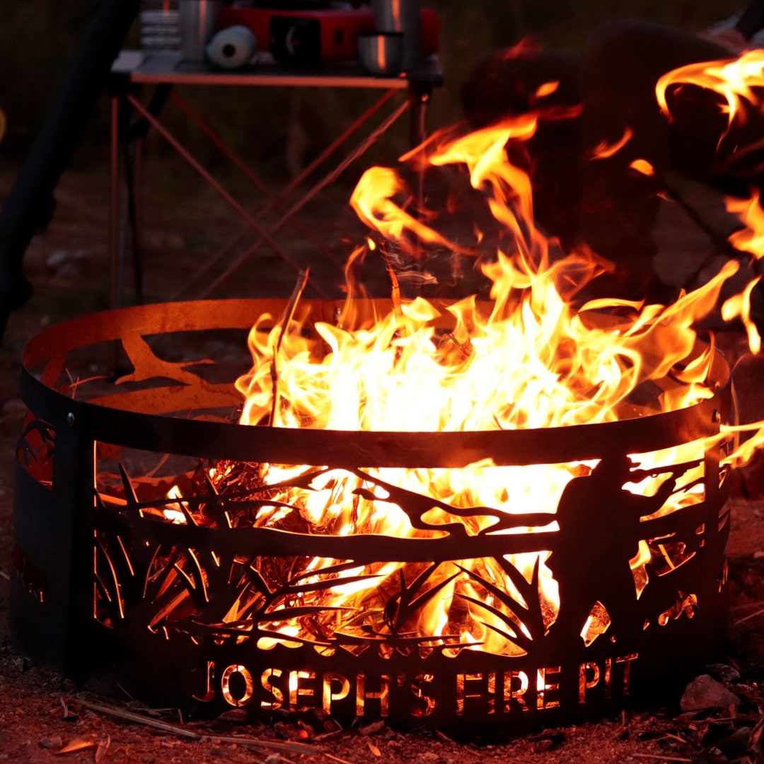 Hunting Themed Fire Pit, Gift for Father's Day, Heavy Duty Fire Ring ...