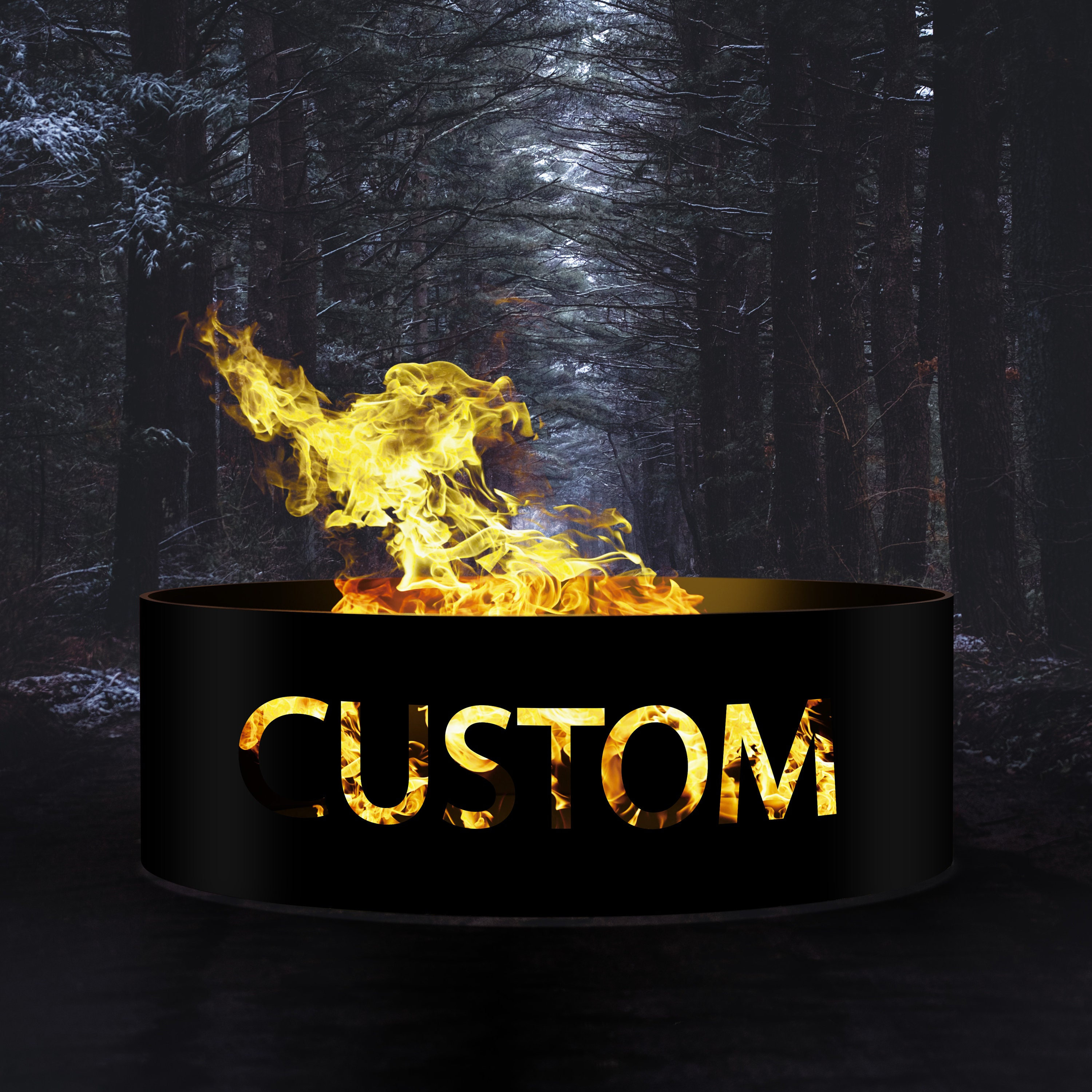 Custom Logo Fire Pit Ring, Personalized Steel Fire Pit, Outdoor Wood ...