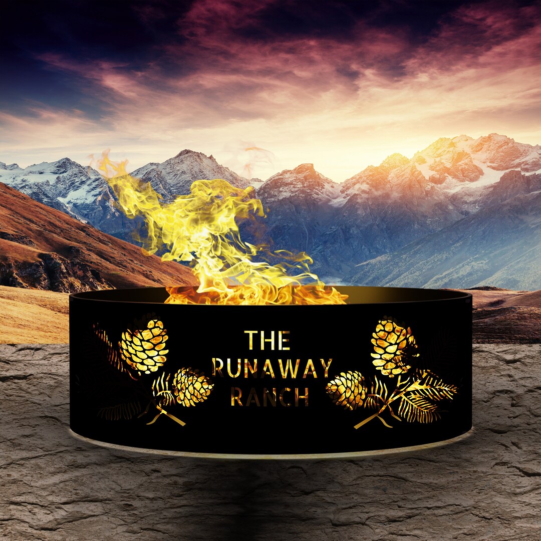 Personalized Pine Bough Fire Pit Ring, Heavy Duty Solid Fire Pit, 12 ...