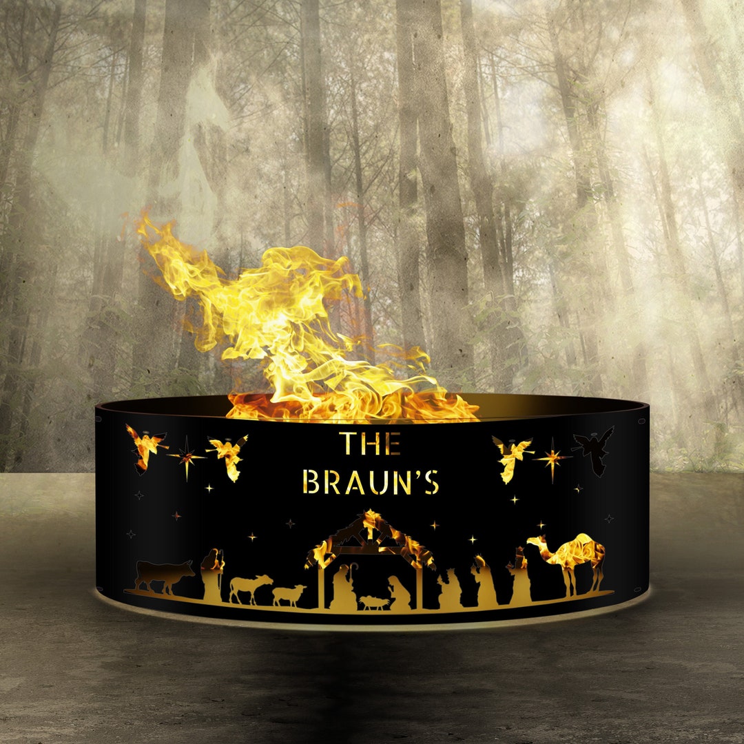 Nativity Scene Fire Pit, Nativity Set, Personalized Fire Pit, Fire Ring ...