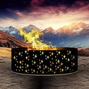 Personalized Metal Fire Pit | Moon and Stars Fire Ring | Custom Wood ...
