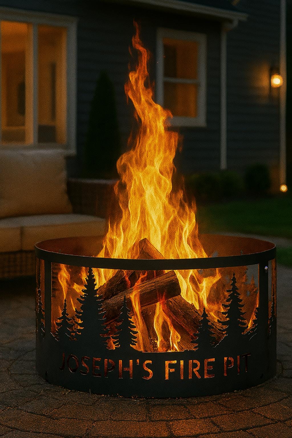 Personalized Fire Pit Ring, Custom Metal Backyard Fire Pit With Family ...