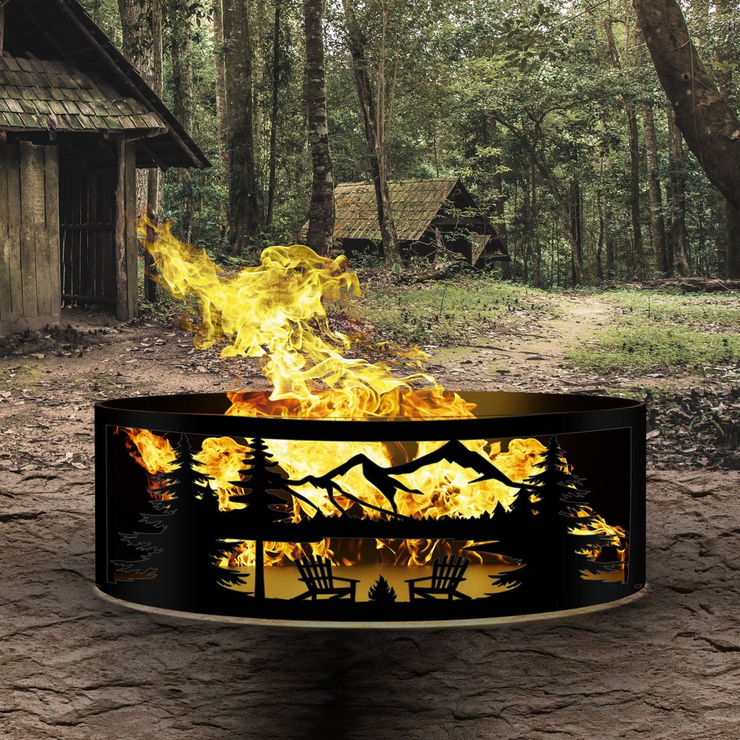 Camping Silhouette Fire Pit, Metal Yard Art, Chair Fire Pit, Gift for ...