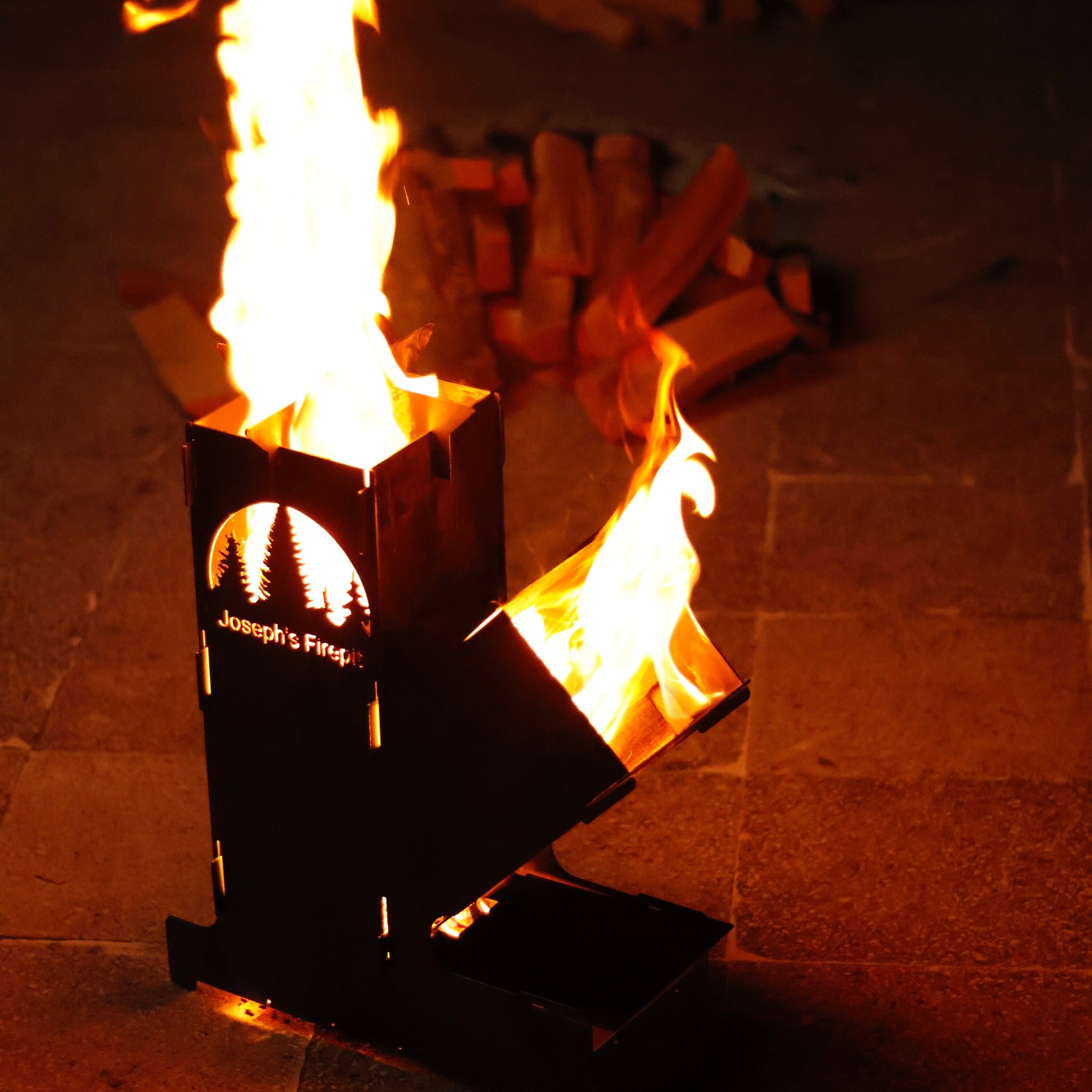 Large Custom Rocket Stove, Portable Heavy-duty Fire Pit, Gift for ...