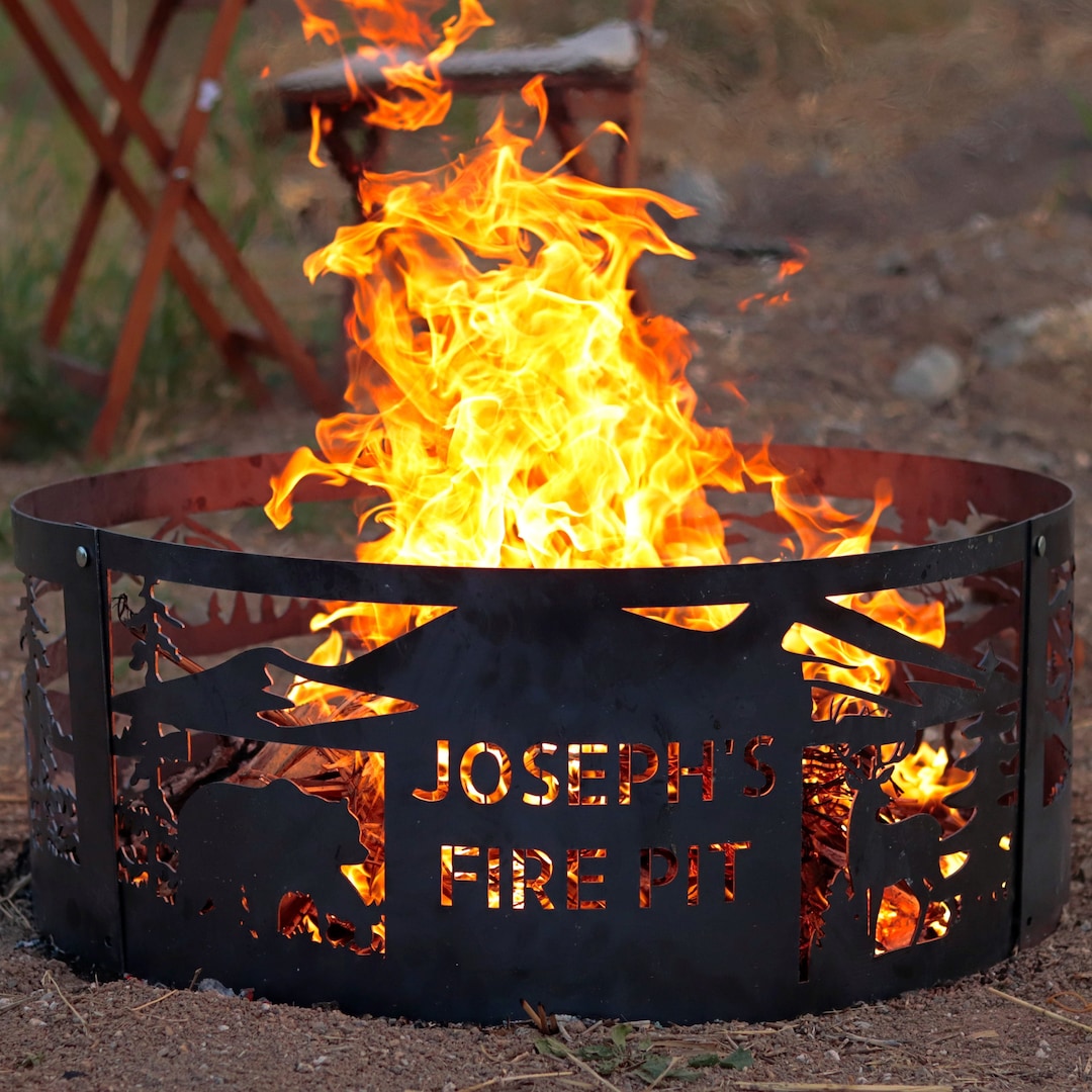 Wildlife Scene Metal Fire Pit Fire Pit With Bear Design Fire - Etsy
