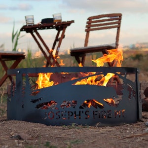 Wolf Fire Pit, Wolves Nature Scene Fire Pits, Heavy Duty Ring, Special ...