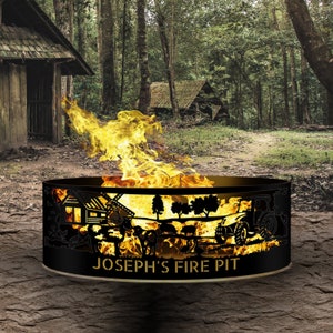 Farmer Gift Fire Pit Ring, Farmhouse Gift , Wood Burning Fire Pit Ring ...
