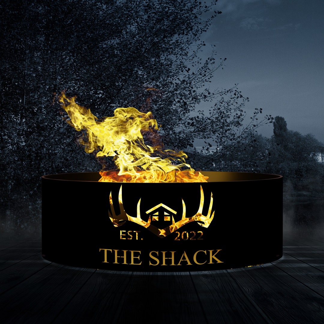 Personalized Deer Scene Fire Pit, Your Wording Custom Fire Pit Ring ...