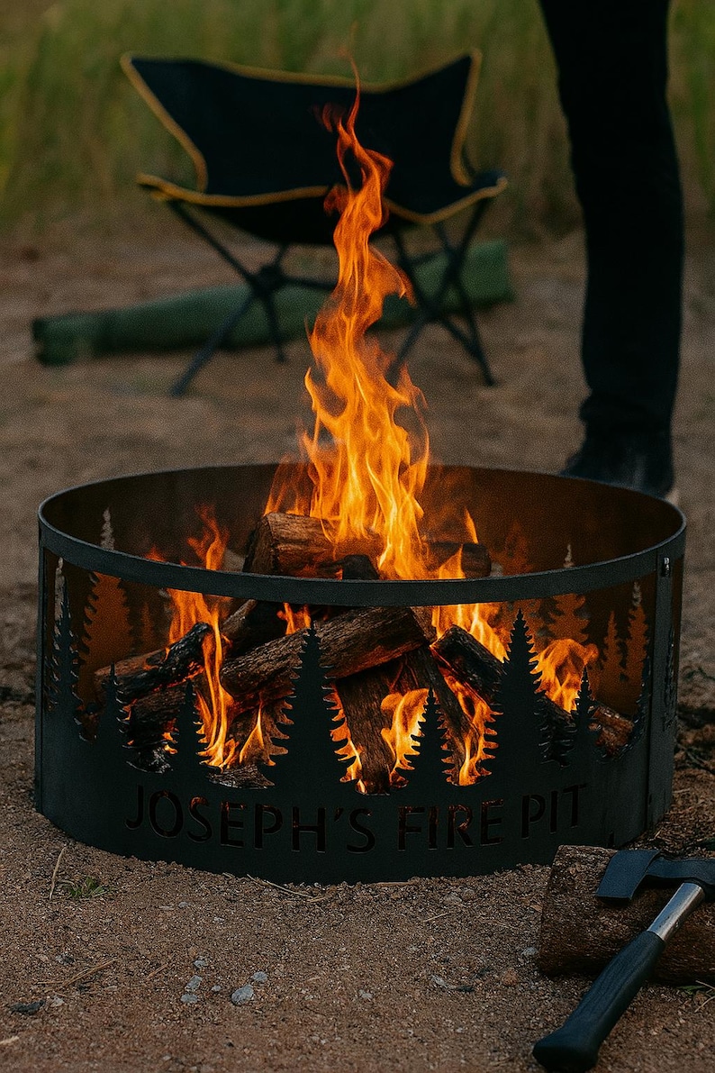 Personalized Fire Pit Ring, Custom Metal Backyard Fire Pit With Family ...