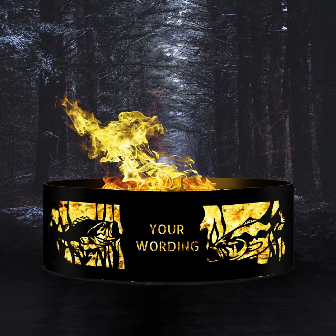 Personalized Heavy Duty Josephs Metal Fire Pit Ring, 12" Tall Fish Fire ...