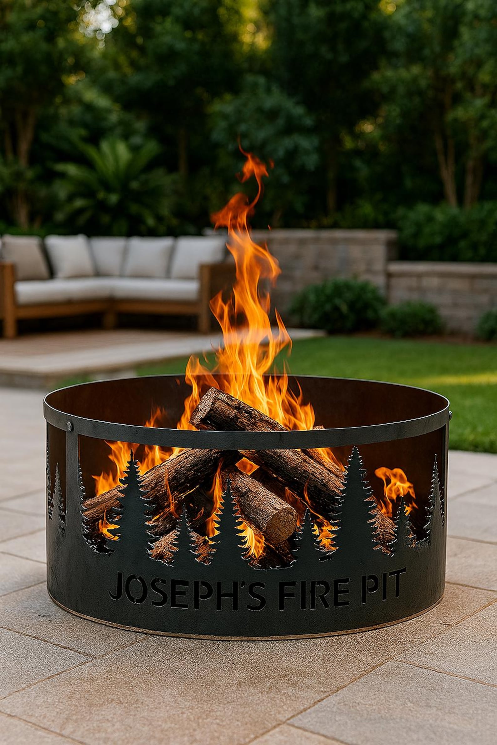 Personalized Fire Pit Ring, Custom Metal Backyard Fire Pit With Family ...