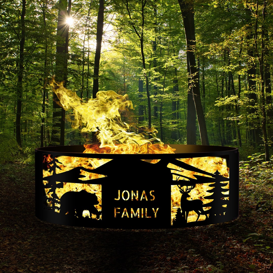 Personalized Heavy Duty Josephs Fire Pit, Deer and Bear Pattern With ...