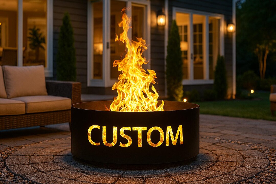 Custom Metal Fire Pit With Name or Logo, Personalized Fire Ring for ...