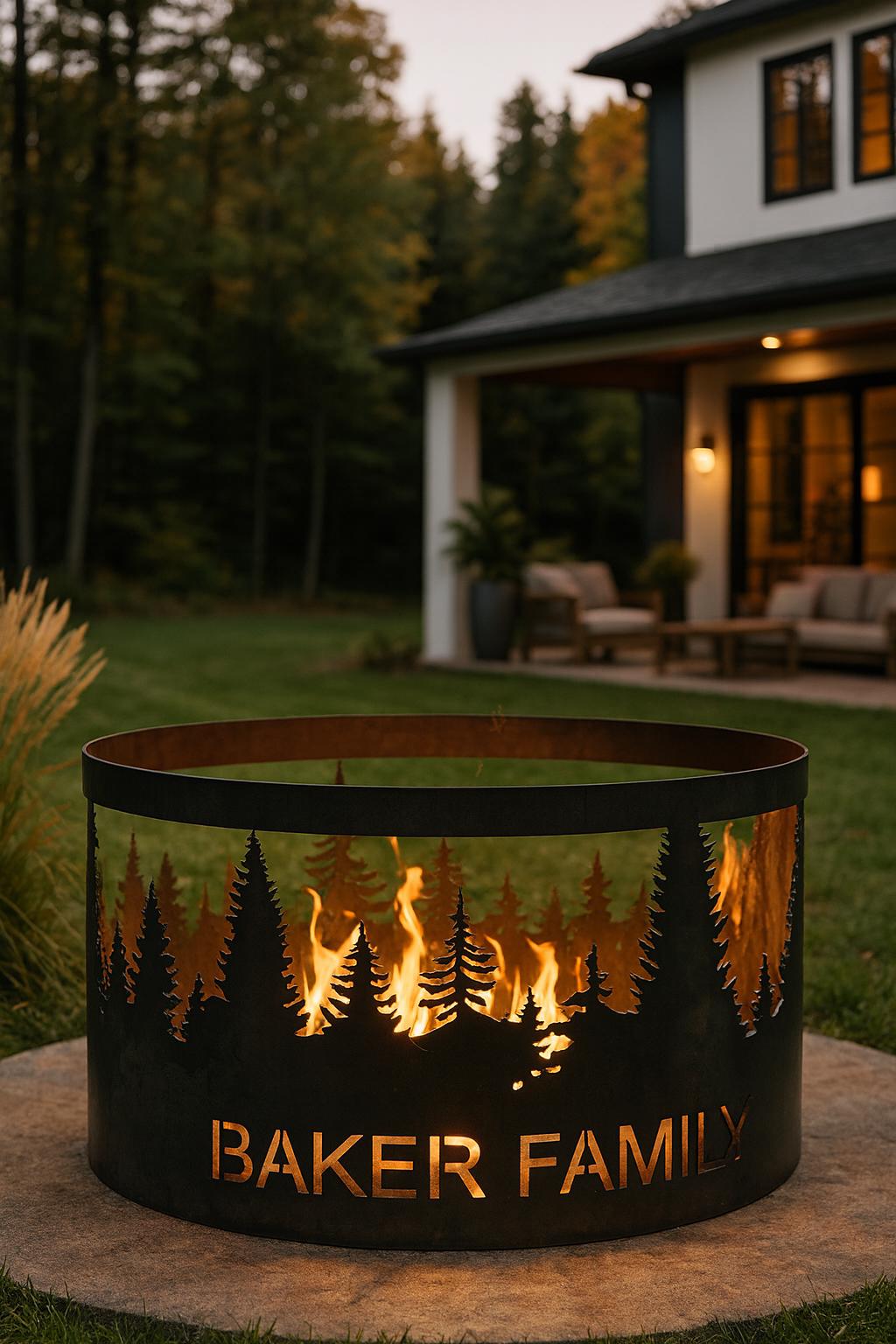 Personalized Fire Pit Ring, Custom Metal Backyard Fire Pit With Family ...