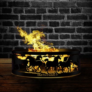 Custom Firepit, Horses Fire Pit Ring, Heavy Duty Outdoor Fire Pit ...
