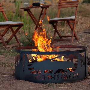 Wolf Fire Pit, Wolves Nature Scene Fire Pits, Heavy Duty Ring, Special ...