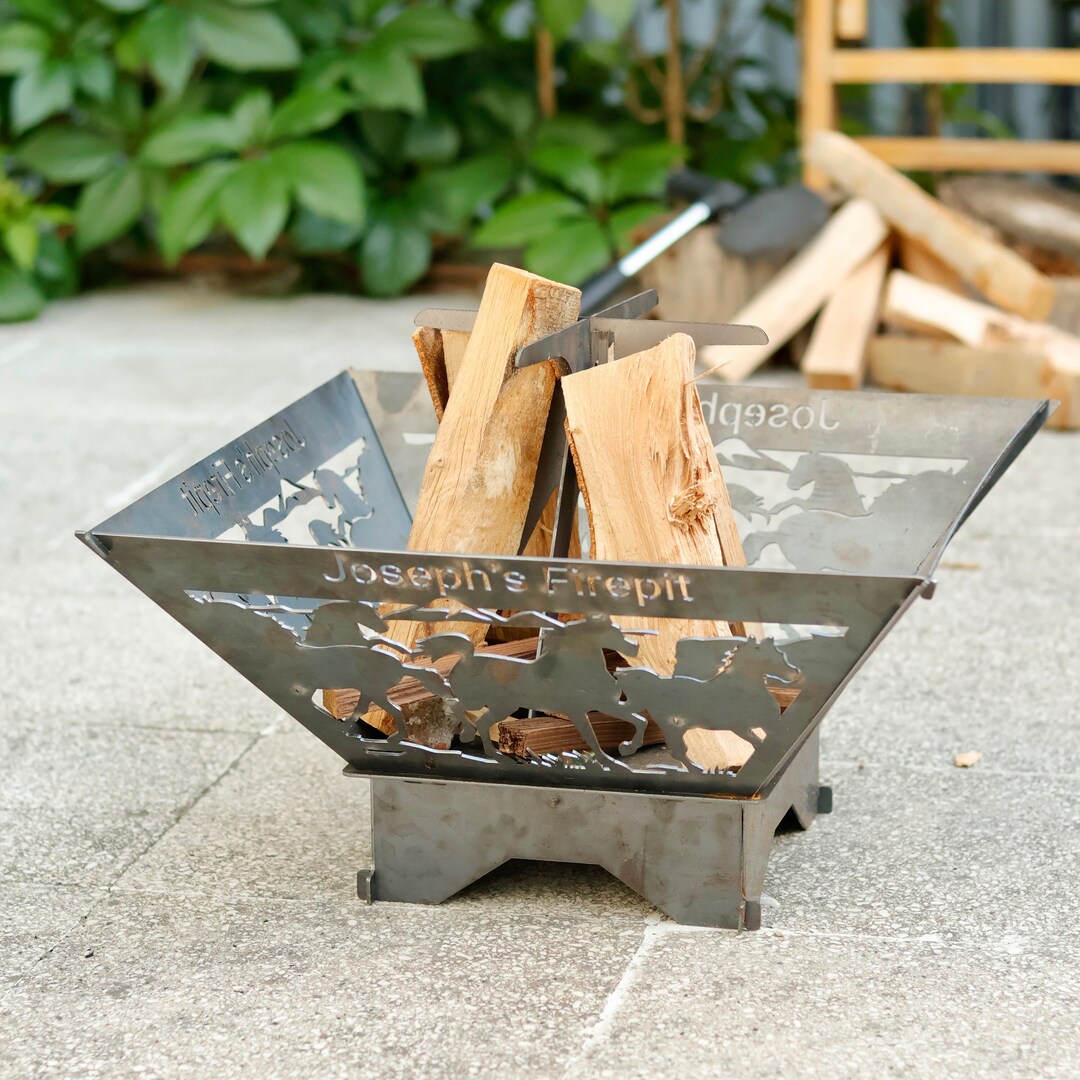 Custom Metal Collapsible Fire Pits Square Wood Burning Outdoor Fire ...
