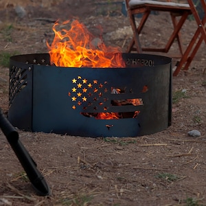 Personalized American Flag and Eagle Fire Pit | Custom Fire Ring ...