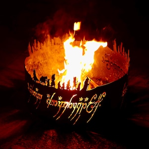 Fantasy-inspired Fire Pit, Elvish Script Metal Fire Ring, Mystical ...