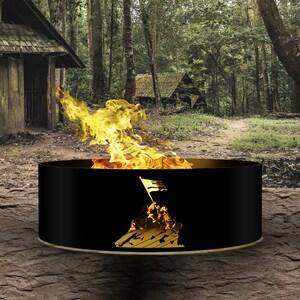 Patriotic Fire Pit, Veteran Gift, Wood Burning Fire Pit Ring, American ...