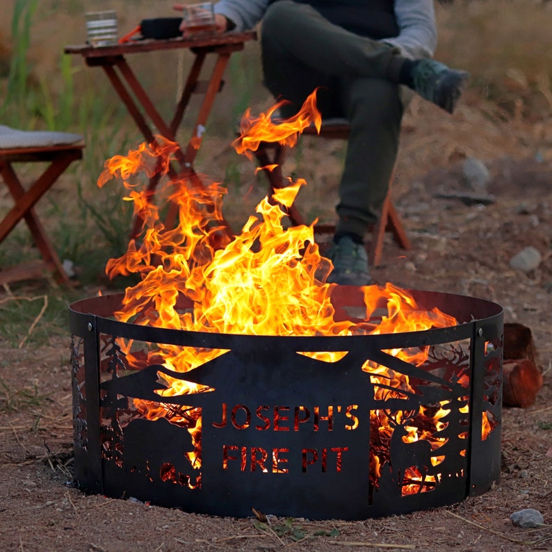 Fire Pit With Deers and Bears Pattern Wildlife Scene Fire - Etsy