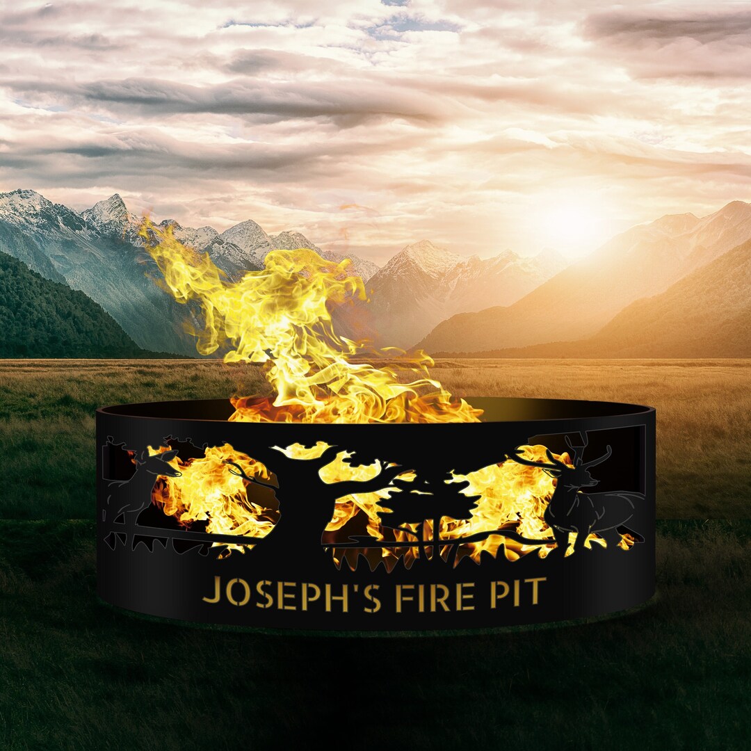 Christmas Gift Fire Pit, Deer Pattern Fire Pit Ring, Gift for Nature ...