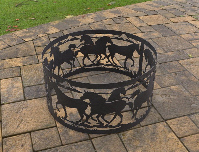 Horse Fire Pit Ring Personalized, Custom Steel Fire Pit, Outdoor Wood ...