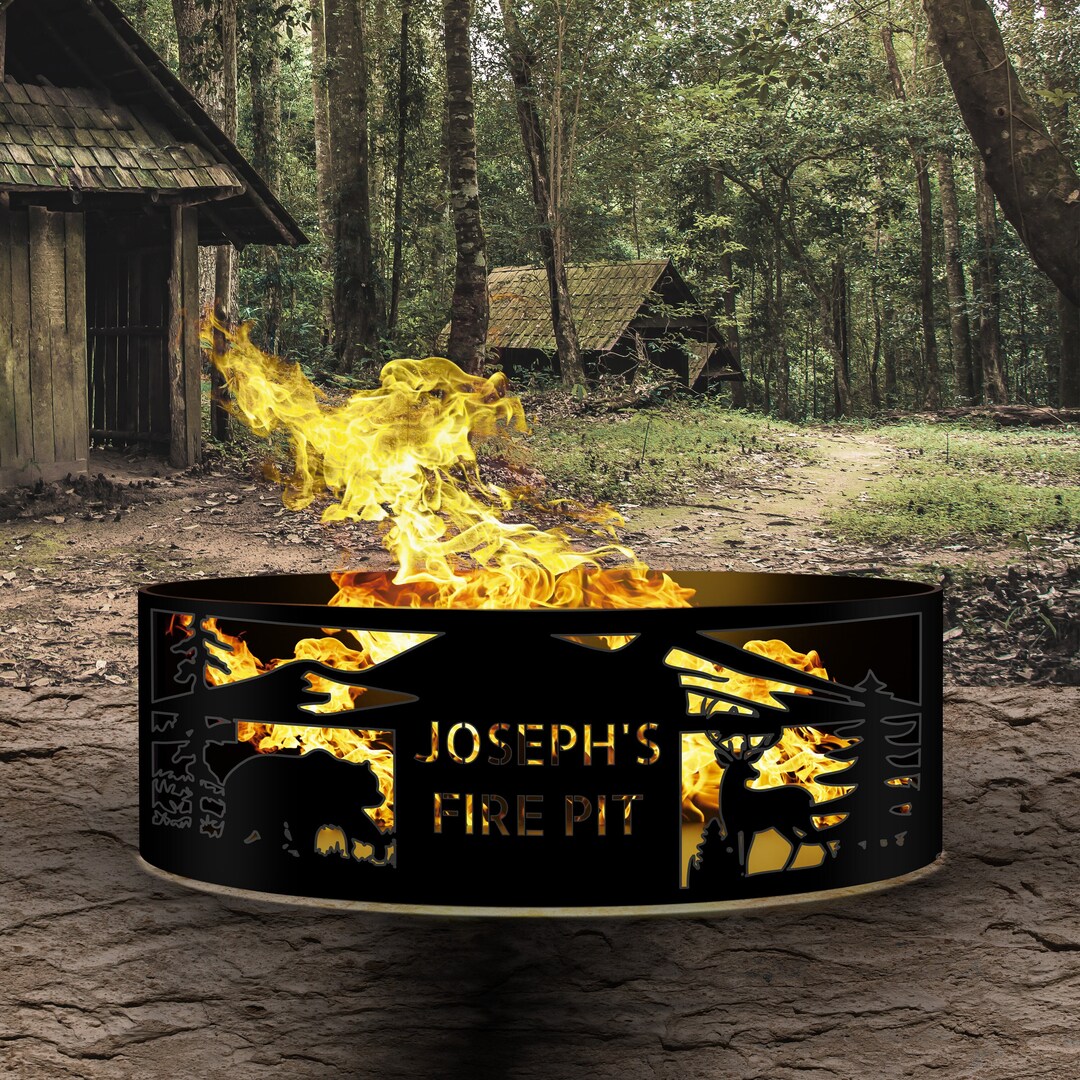 Fire Pit With Deers and Bears Pattern Wildlife Scene Fire - Etsy